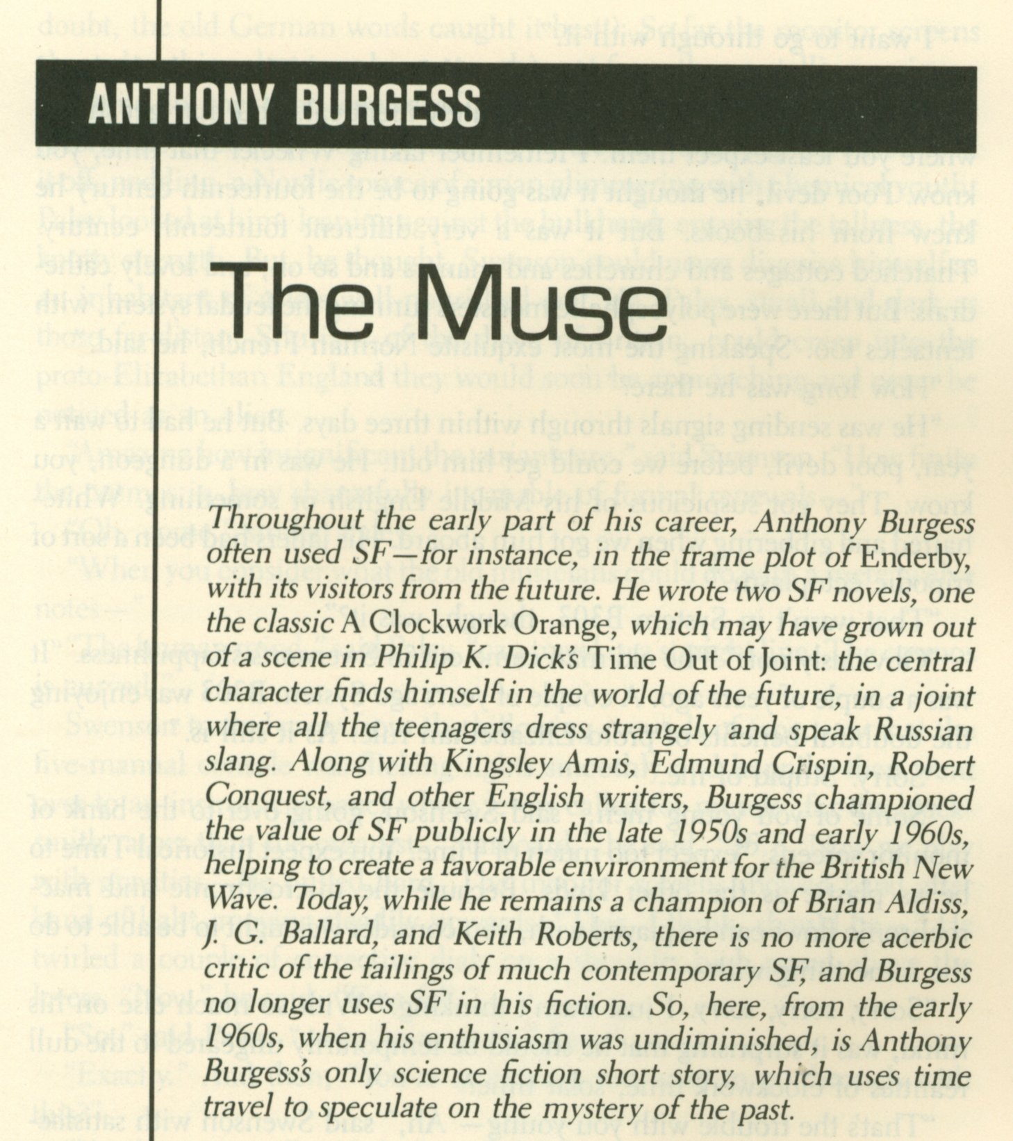 “The Muse” by Antony Burgess – Classics of Science Fiction