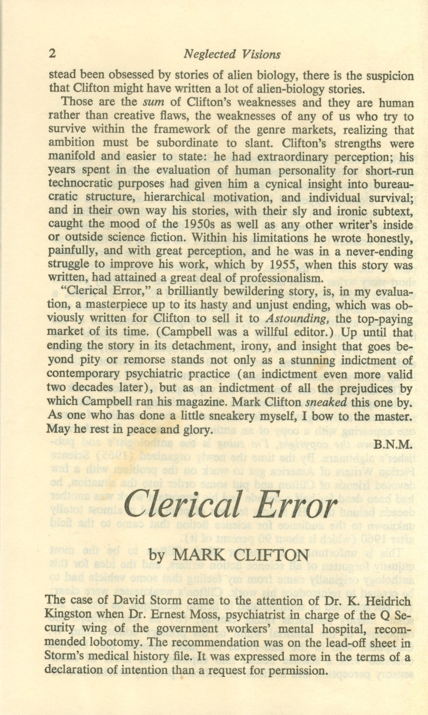 “Clerical Error” by Mark Clifton – Classics of Science Fiction